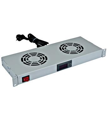 19" Vent. Panel, 2 vent. i digitalni termostat, 1HU, RAL7035
Svetlo siva