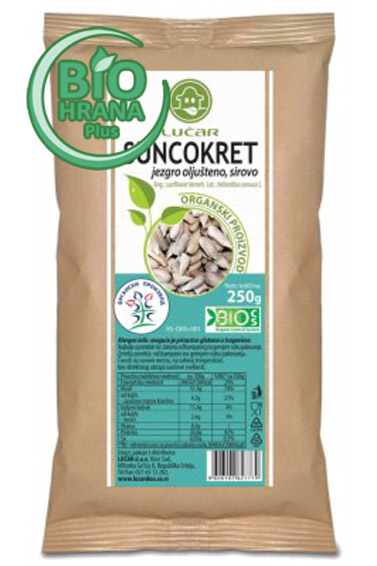 Suncokret jezgro sirovo organik 250g -Lucar