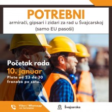 Potrebni armirači, zidari i gipsari - Švajcarska