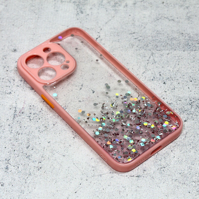Maskica Frame Glitter za iPhone 13 Pro 6.1 roze