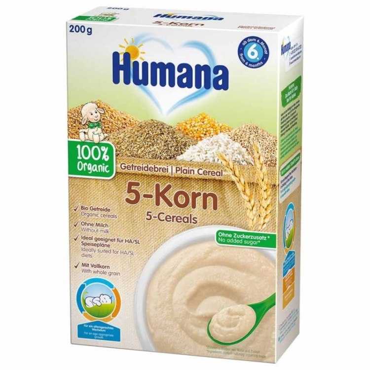 Humana 5 žitarica organska bezmlečna kašica 6+ 200g