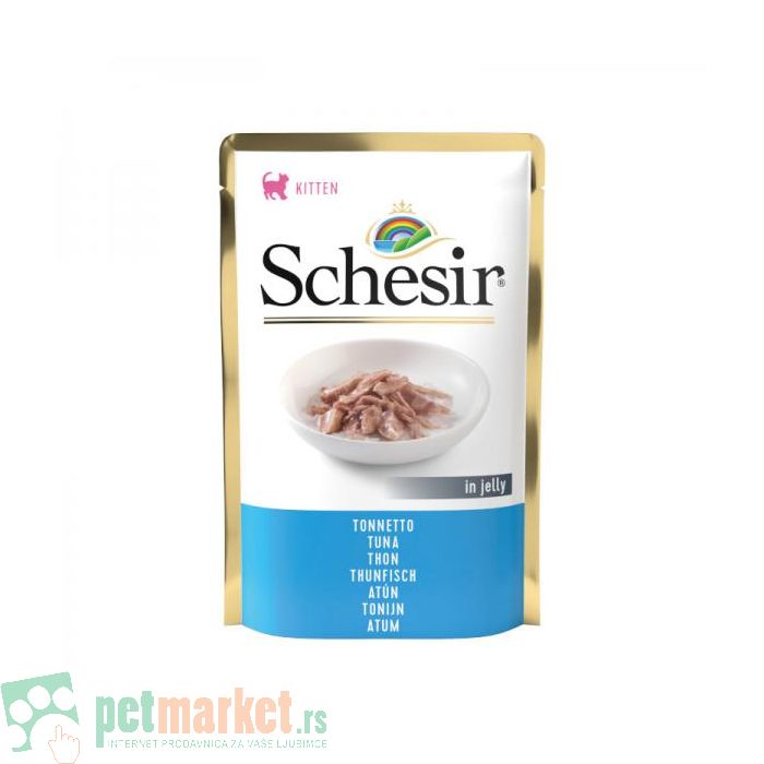 Schesir: Hrana za mačiće komadići mesa u želeu, 85 gr