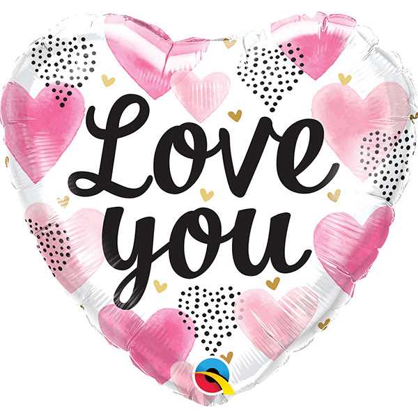 20988
18″ Foil Love You Pink Watercolor Hearts