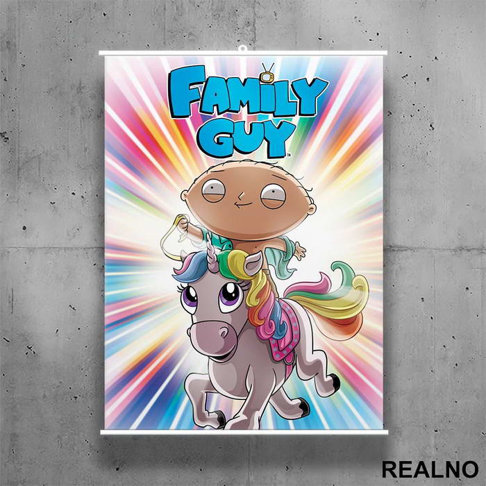 STEWIE AND UNICORN - FAMILY GUY - POSTER SA NOSAČEM