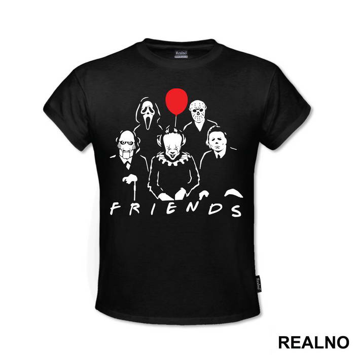 MONSTER FRIENDS - BILLY THE PUPPET - PENNYWISE - JASON VOORHEES - MICHAEL MYERS - GHOSTFACE - FRIENDS - PRIJATELJI - MAJICA