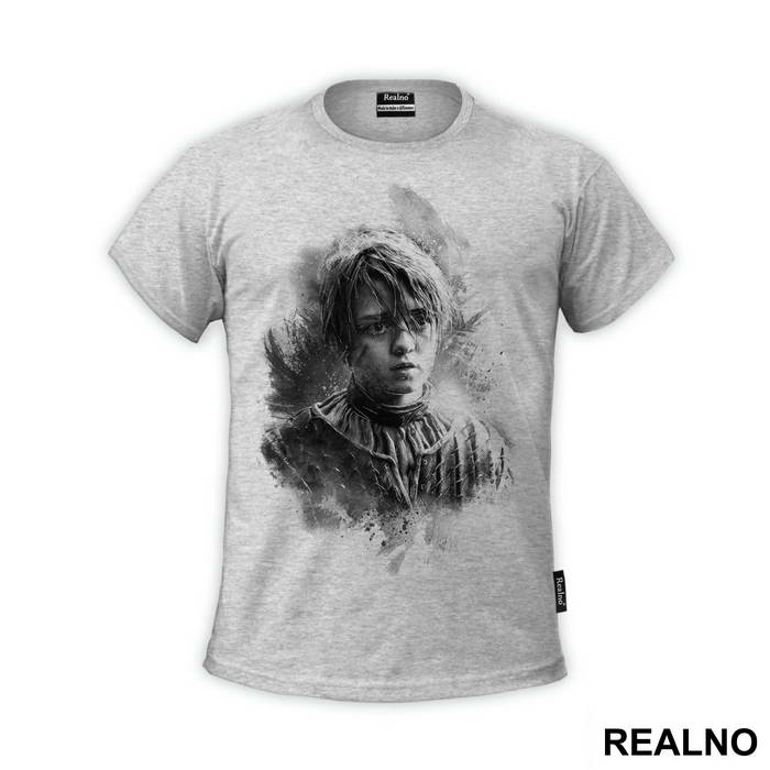 ARYA STARK BLACK AND WHITE - HOUSE STARK - GAME OF THRONES - GOT - MAJICA