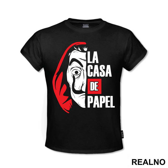 HALF MASK LOGO TEXT - LA CASA DE PAPEL - MONEY HEIST - MAJICA