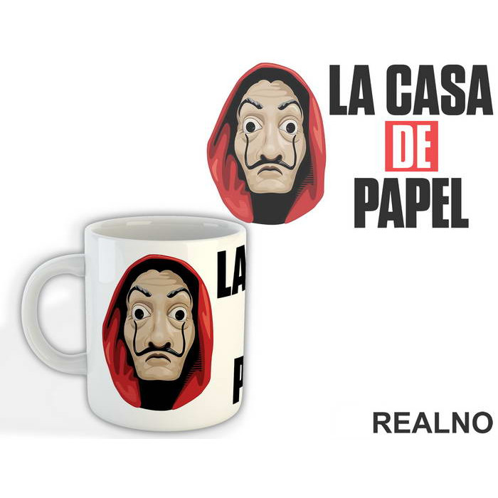 MASK AND LOGO - LA CASA DE PAPEL - MONEY HEIST - ŠOLJA