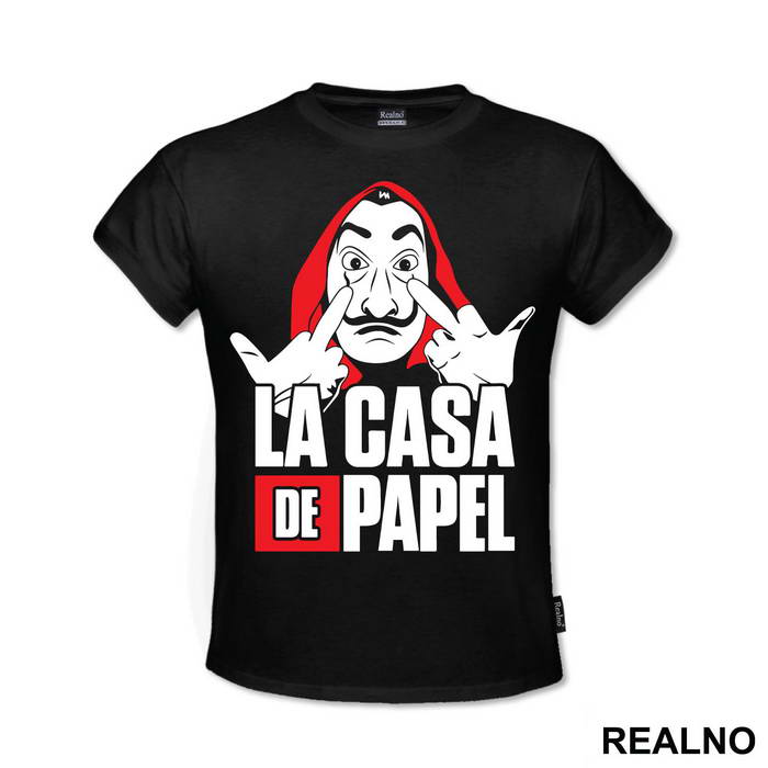 MIDDLE FINGERS TEXT LOGO - LA CASA DE PAPEL - MONEY HEIST - MAJICA