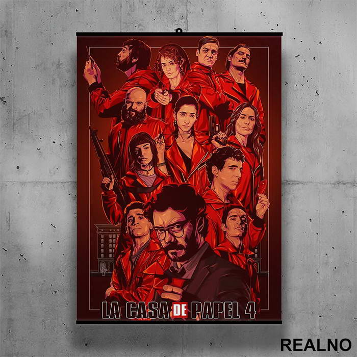 RED DRAWING - LA CASA DE PAPEL - MONEY HEIST - POSTER SA NOSAČEM