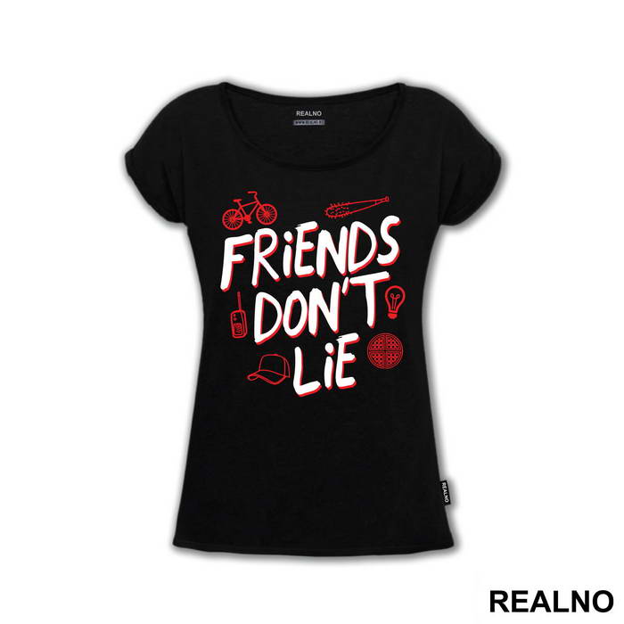 FRIENDS DON'T LIE - RED OUTLINE - STRANGER THINGS - MAJICA