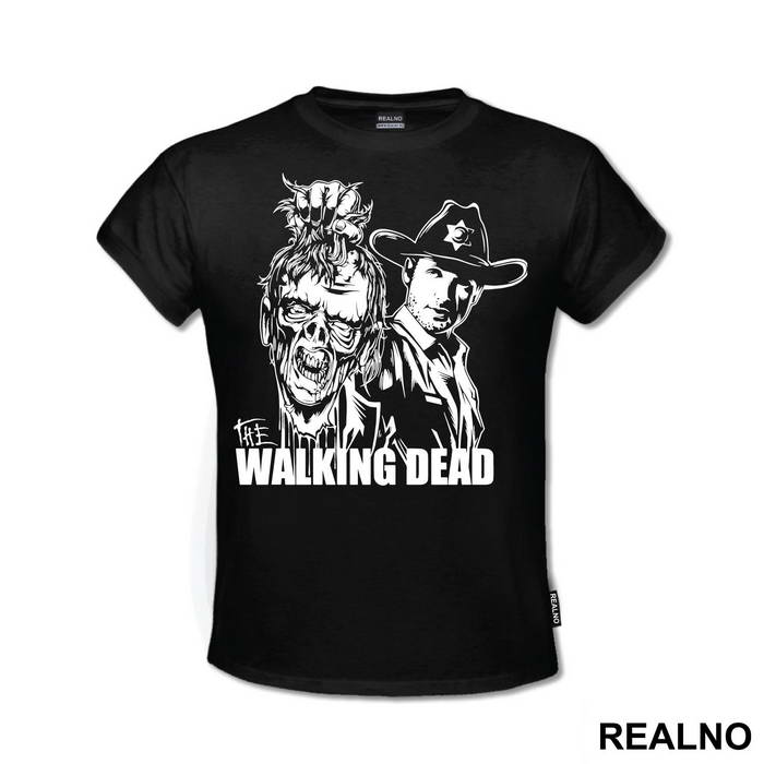 RICK HOLDING ZOMBIE HEAD - THE WALKING DEAD - MAJICA