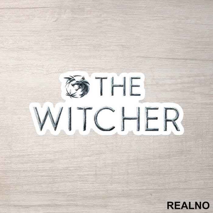 WOLF AND TEXT LOGO - THE WITCHER - NALEPNICA