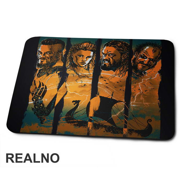 RAGNAR, LAGERTHA, ROLLO AND FLOKI - ORANGE - VIKINGS - PODLOGA ZA MIŠ