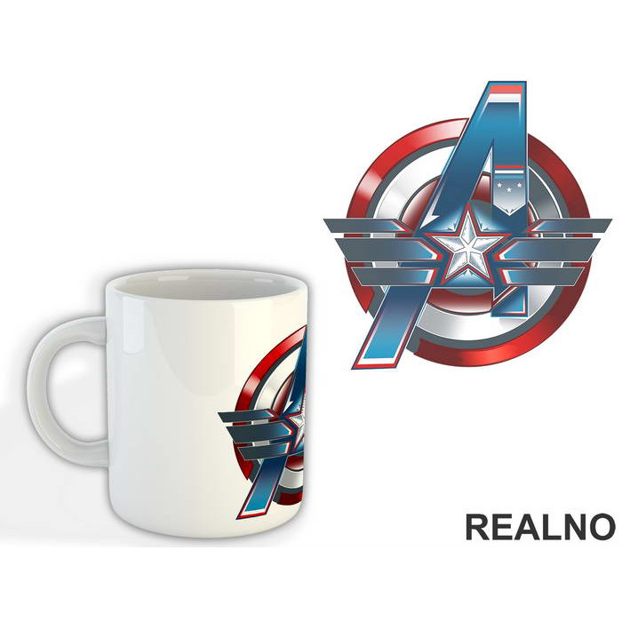 SHIELD AND LOGO - CAPTAIN AMERICA - AVENGERS - ŠOLJA