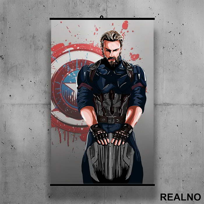 SPASHING SHIELD - CAPTAIN AMERICA - AVENGERS - POSTER SA NOSAČEM