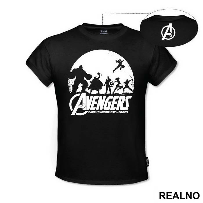 WHITE LOGO - EARTH'S MIGHTIEST HEROES - AVENGERS - MAJICA