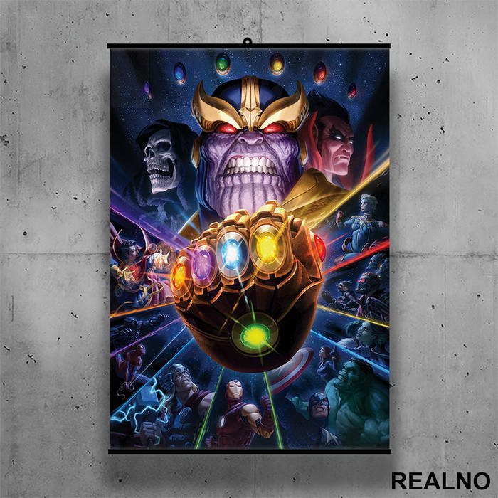 WITH THE INFINITY GAUNTLET - THANOS - AVENGERS - POSTER SA NOSAČEM