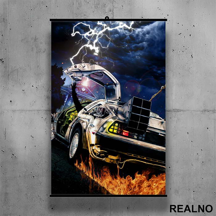 DRAWING - TIME MACHINE - BACK TO THE FUTURE - POSTER SA NOSAČEM