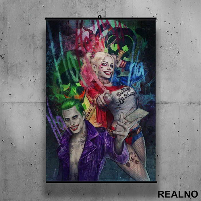 DRAWING WITH JOKER - HARLEY QUINN - POSTER SA NOSAČEM