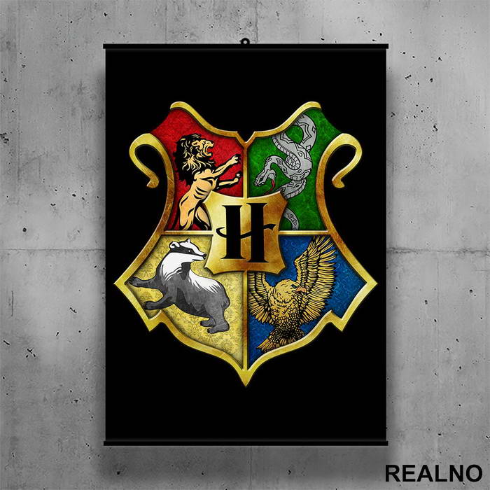 HOUSES OF HOGWARTS - HARRY POTTER - POSTER SA NOSAČEM