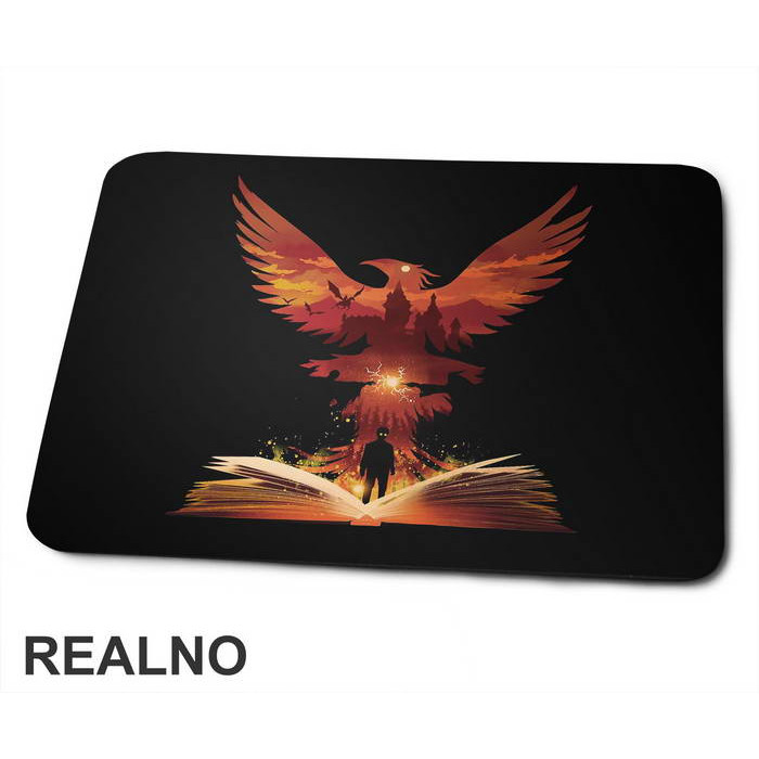 PHOENIX RISING OUT OF THE BOOK - HARRY POTTER - PODLOGA ZA MIŠ