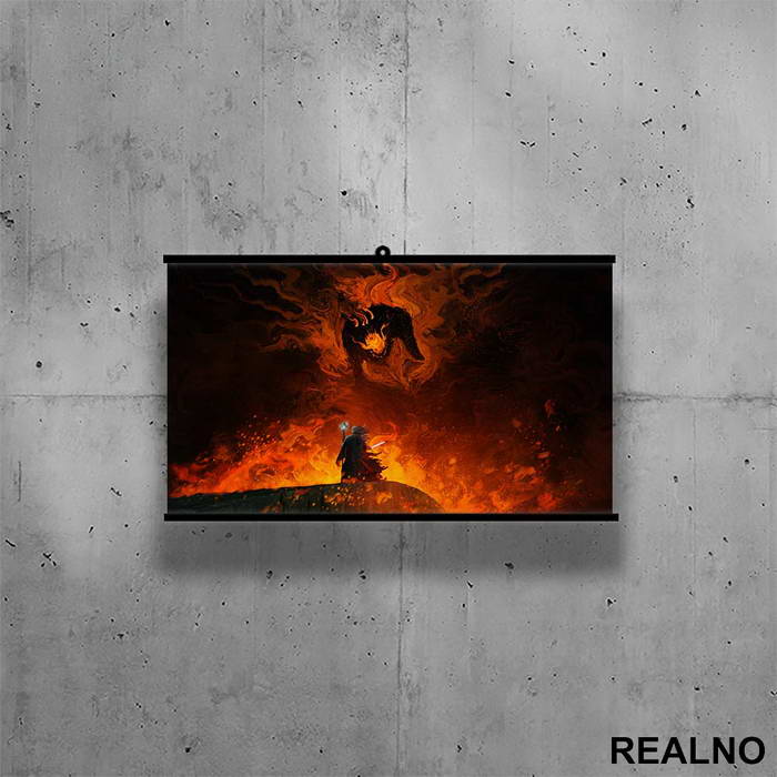 FIGHT WITH BALROG - FIRE - LORD OF THE RINGS - LOTR - POSTER SA NOSAČEM