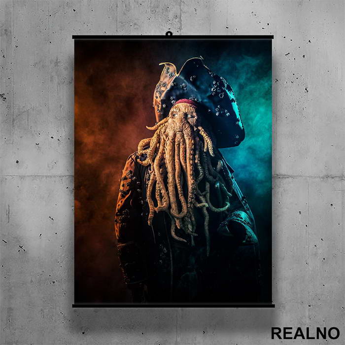 DAVY JONES ILLUSTRATION - PIRATES OF THE CARIBBEAN - POSTER SA NOSAČEM