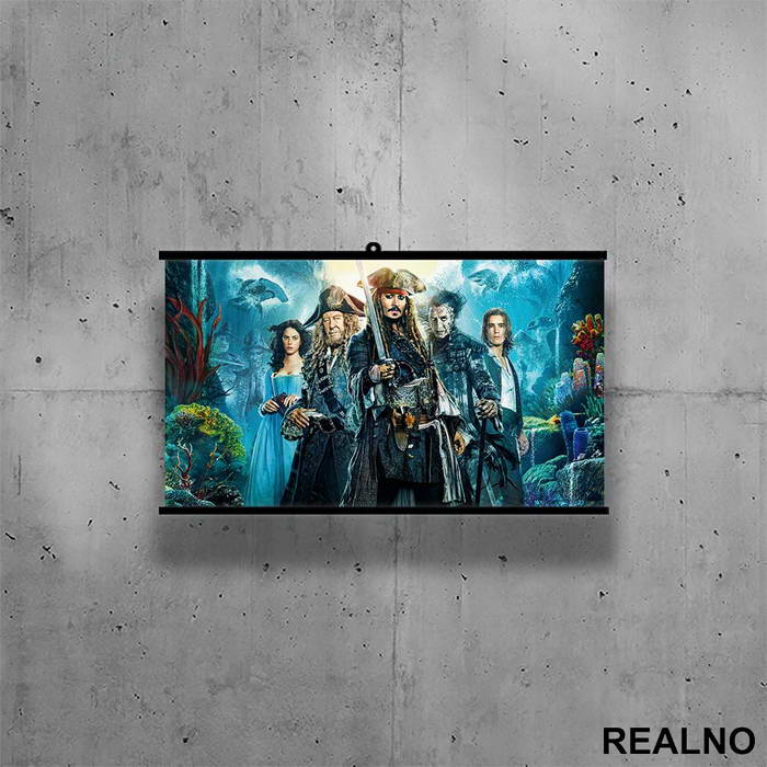 DEAD MAN TELL NO TALES CHARACTERS - PIRATES OF THE CARIBBEAN - POSTER SA NOSAČEM