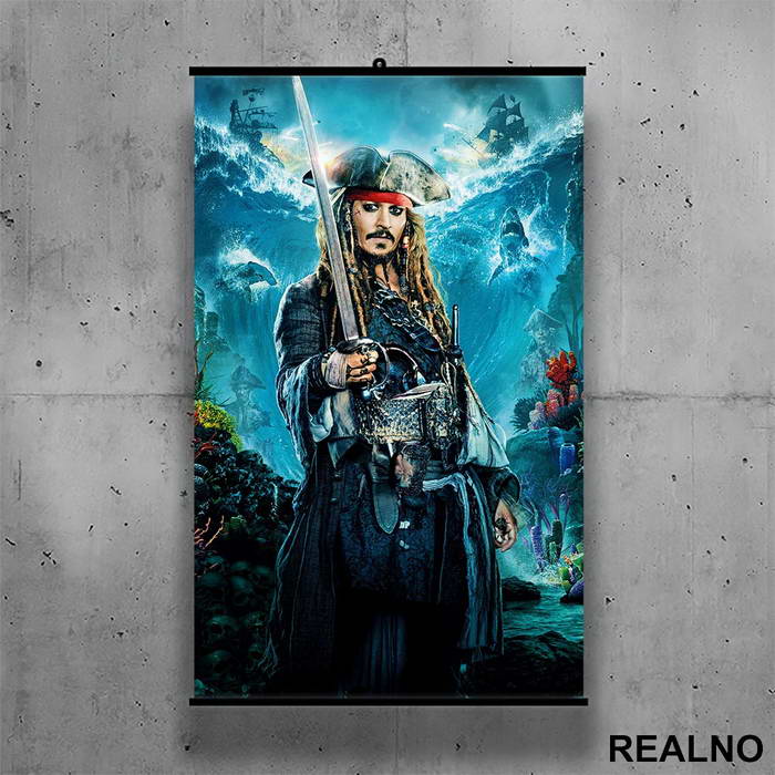 DEAD MEN TELL NO TALES - JACK - PIRATES OF THE CARIBBEAN - POSTER SA NOSAČEM