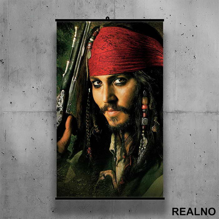 JACK SPARROW PORTRAIT - PIRATES OF THE CARIBBEAN - POSTER SA NOSAČEM