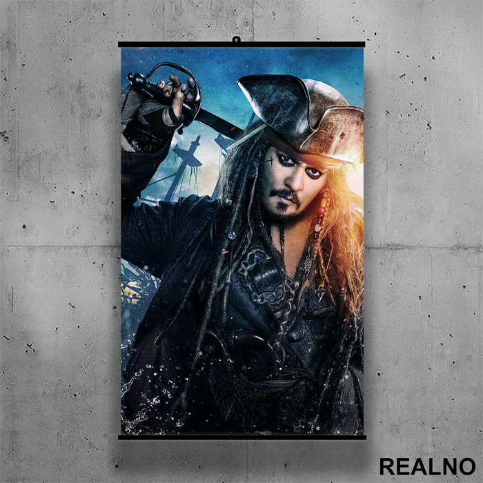 JACK SPARROW WITH SWORD - PIRATES OF THE CARIBBEAN - POSTER SA NOSAČEM