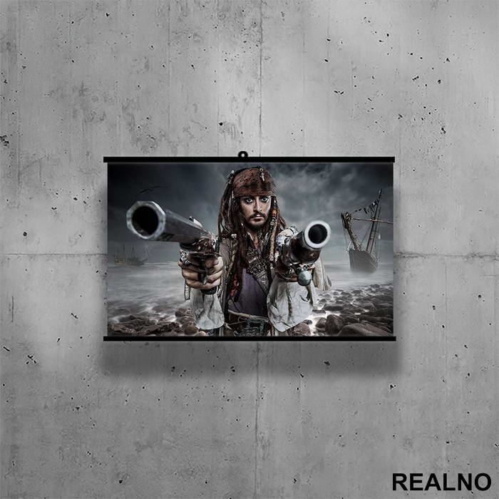 JACK SPARROW'S PISTOLS - GREY - PIRATES OF THE CARIBBEAN - POSTER SA NOSAČEM