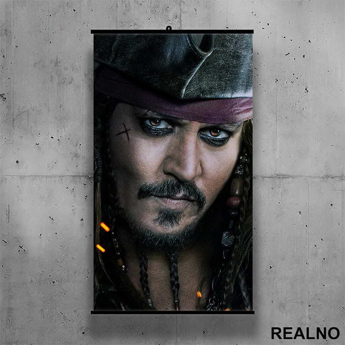 PORTAIT - JACK SPARROW - PIRATES OF THE CARIBBEAN - POSTER SA NOSAČEM