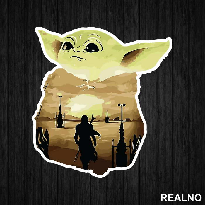 BABY YODA DOUBLE EXPOSURE - YODA - MANDALORIAN - STAR WARS - NALEPNICA