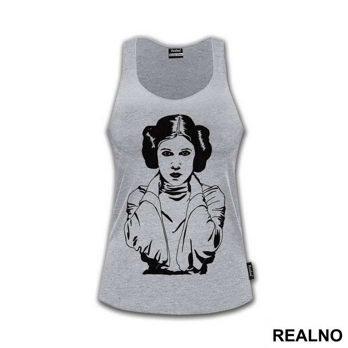 BLACK OUTLINE - PRINCESS LEIA - STAR WARS - MAJICA