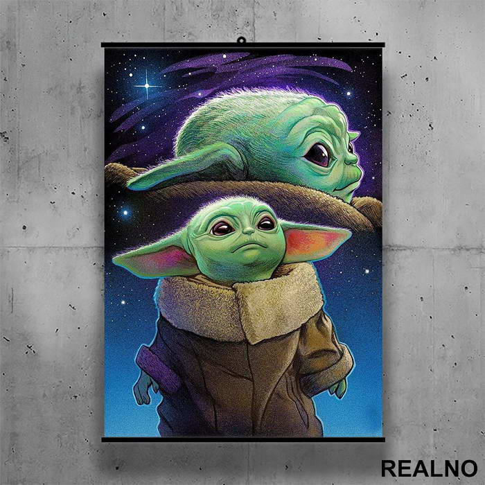 DRAWING - BABY YODA - MANDALORIAN - STAR WARS - POSTER SA NOSAČEM