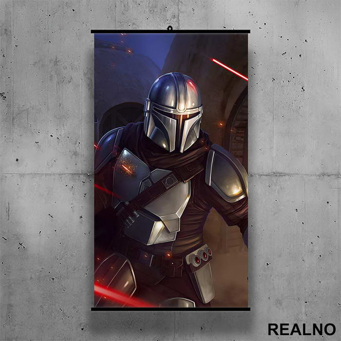 FIGHTING - MANDALORIAN - STAR WARS - POSTER SA NOSAČEM