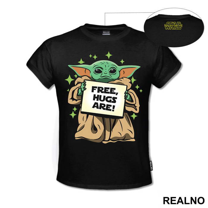 FREE HUGS ARE - BABY YODA - MANDALORIAN - STAR WARS - MAJICA