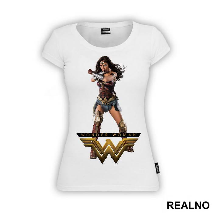 Gal Gadot And Gold Logo - Wonder Woman - Majica