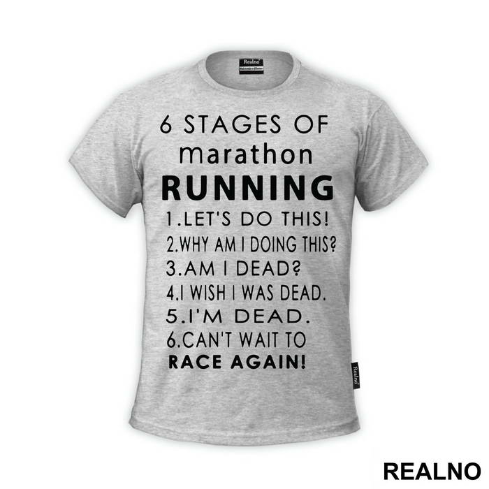 6 STAGES OF MARATHON RUNNING - TRČANJE - RUNNING - MAJICA