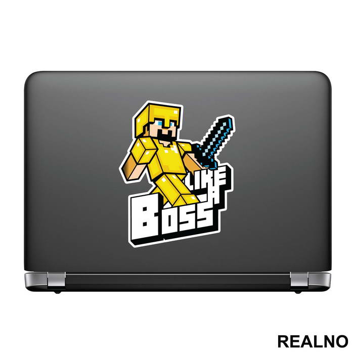 LIKE A BOSS - GOLD - MINECRAFT - NALEPNICA