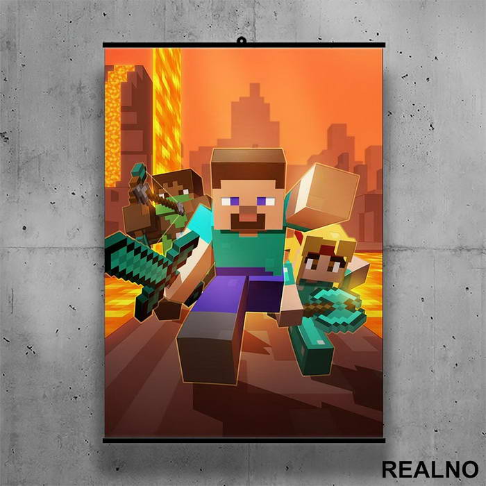 RUNNING - MINECRAFT - POSTER SA NOSAČEM