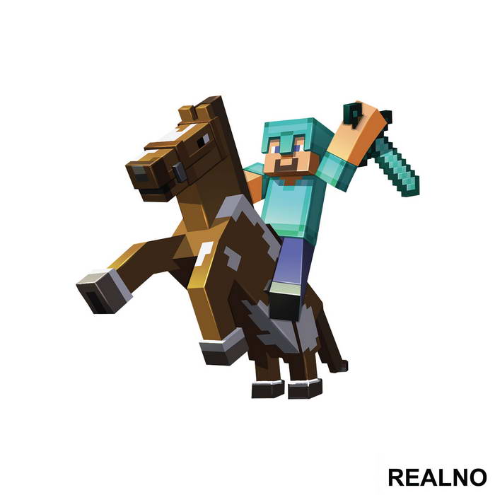 STEVE ON A HORSE - MINECRAFT - NALEPNICA