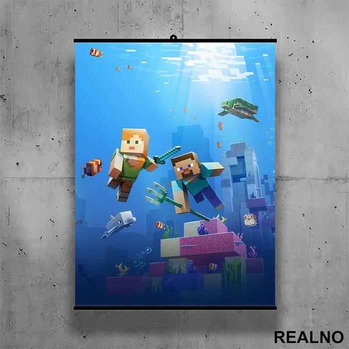 SWIMMING - MINECRAFT - POSTER SA NOSAČEM