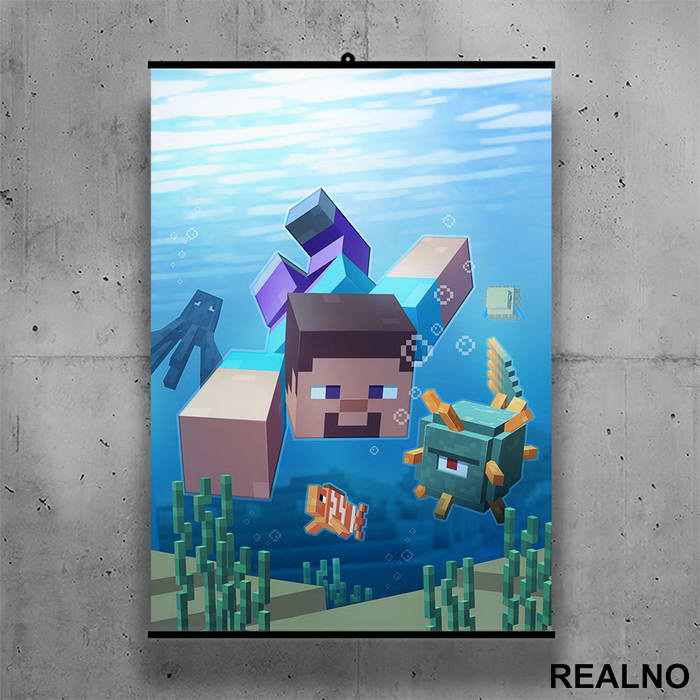 UNDER THE WATER - MINECRAFT - POSTER SA NOSAČEM