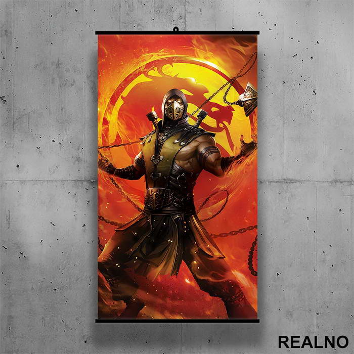 SCORPION - FIRE - MORTAL KOMBAT - POSTER SA NOSAČEM