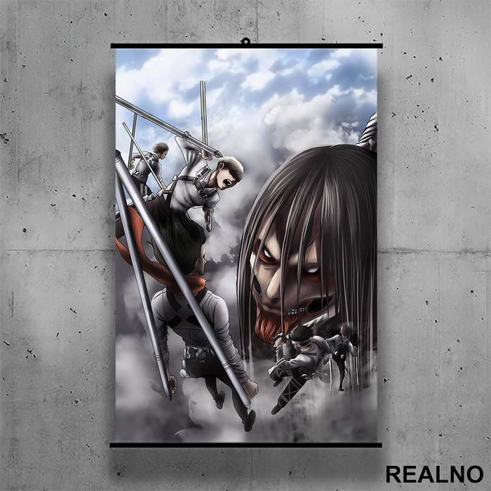 FIGHT - ATTACK ON TITAN - AOT - POSTER SA NOSAČEM