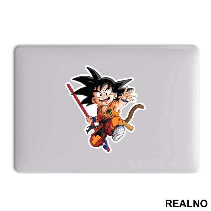 GOKU WITH A RED ROD - DRAGON BALL - NALEPNICA