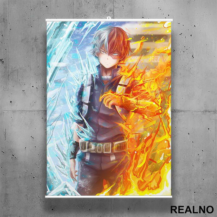 SHOTO - FIRE AND ICE - MY HERO ACADEMIA - POSTER SA NOSAČEM